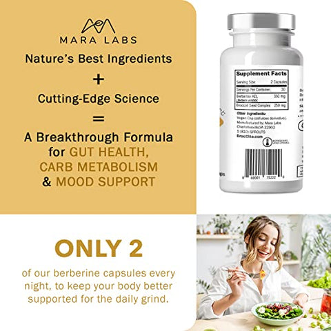 Mara Labs BerbElite | 350mg Berberine HCL & Broccoli Seed Complex for ...